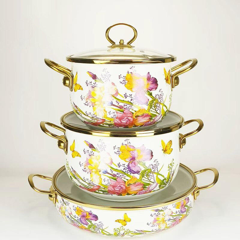 Набор из трех предметов для морепродуктов, супница, кастрюля для тушения, премиальный набор супниц из эмали