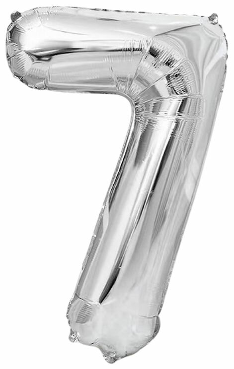 Воздушный шар-фигура фольгированный "Цифра 7" 40", под воздух и гелий, надувной воздушный шарик из фольги, большой шар для фотозоны на праздник и день рождения, цвет серебряный