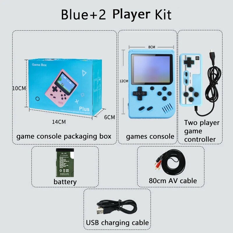Портативная игровая консоль ONETOMAX Blue 2 Player Kit, 500 игр