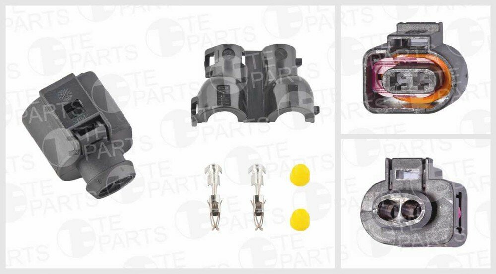 Разъём двухконтактный TE PARTS 7810636 Mercedes Scania Volvo, ответная часть 7810637, комплектация: 2-pin, 2 уплотнения, защитный кожух