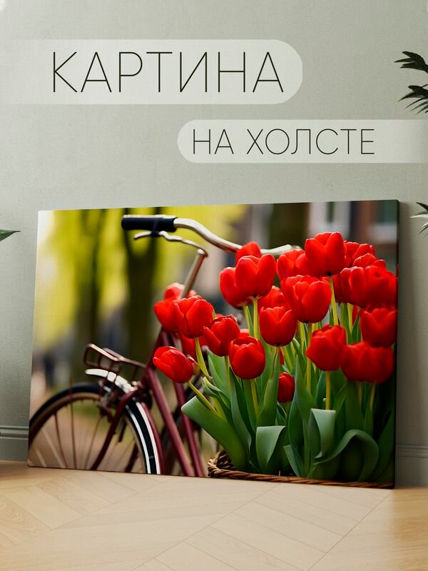 Картина на холсте красивые цветы тюльпаны (24) 60х80 см