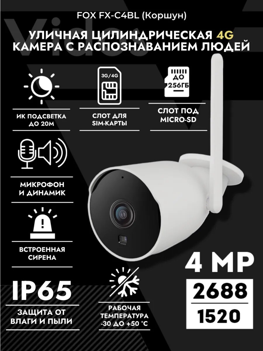 Уличная камера Fox FX-C5BE Сапсан, 5Мп, 110 градусов, ИК-подсветка до 20 м, Wi-Fi
