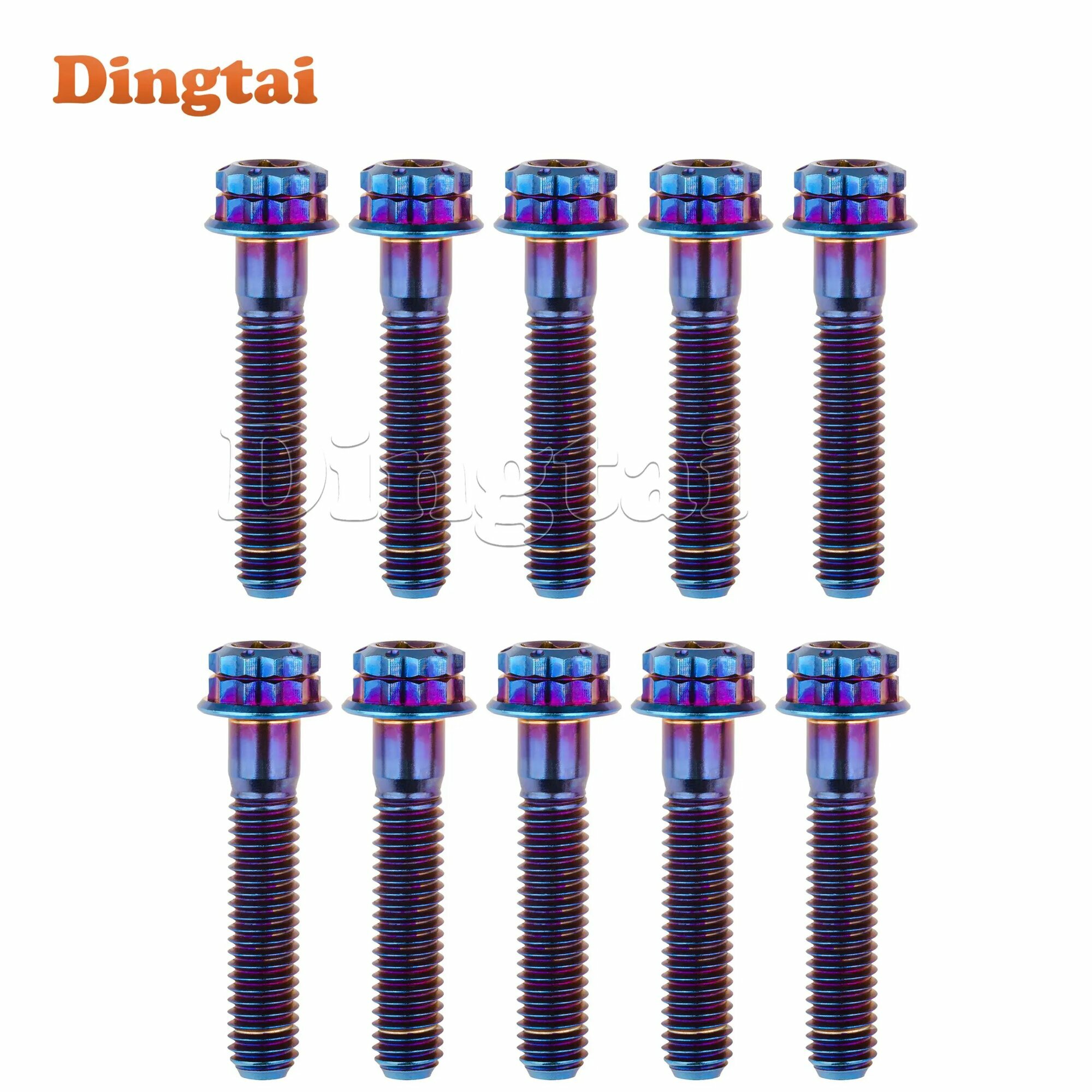 Титановые болты Dingtai M6x10, 15 мм, Burn Blue, 10 шт.