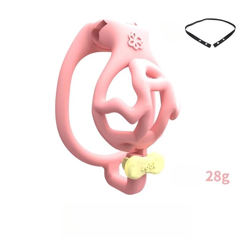 Мужская плоская клетка для члена Клетка целомудрия с милым галстуком Кольцо для пениса Resin-Orange