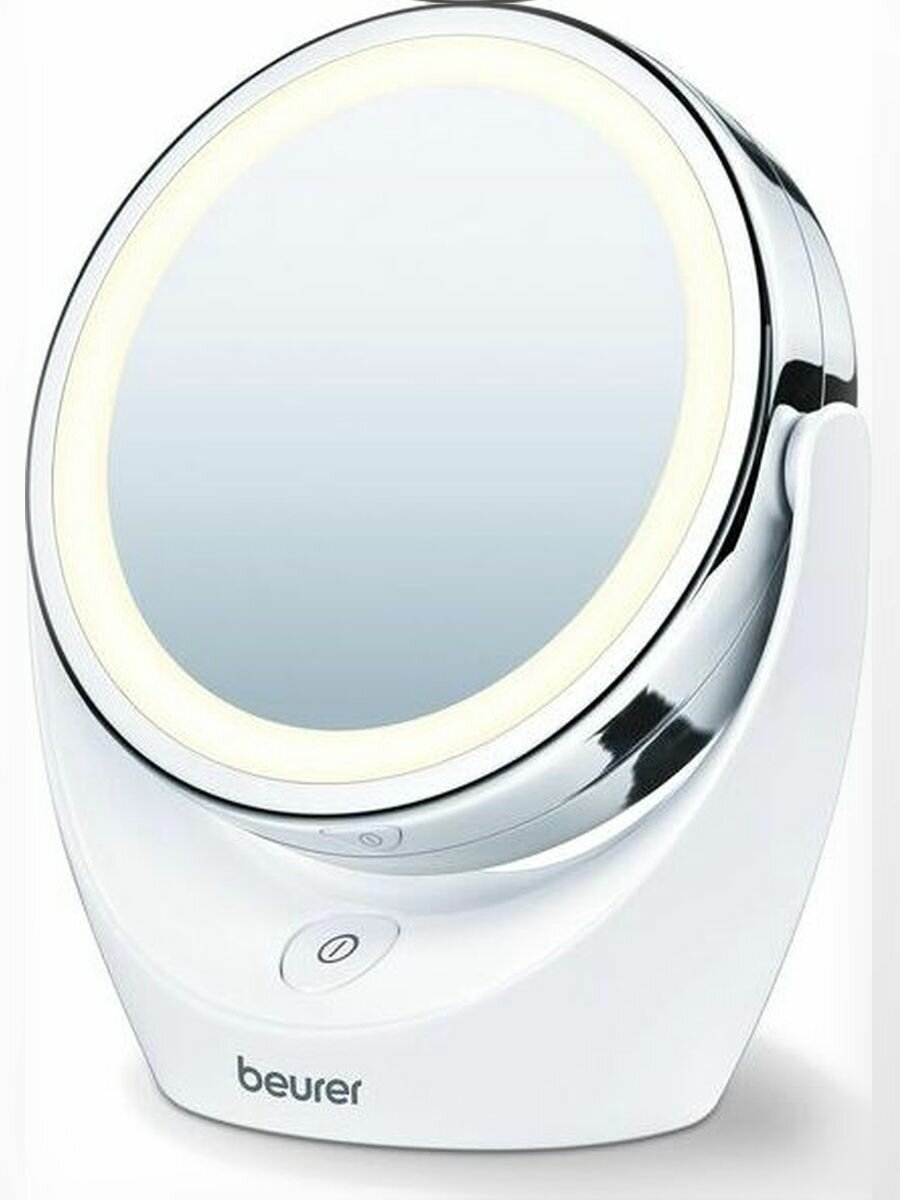 Косметическое зеркало с подсветкой Beurer BS49, двустороннее, настольное, увеличение 5, хром