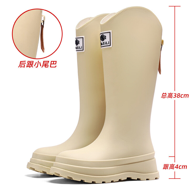 Женские резиновые сапоги, резиновые сапоги в корейском и японском стиле, высокие сапоги для взрослых, осенние и зимние высокие резиновые сапоги, нескользящие, модные резиновые сапоги. Размер обуви. EU:40