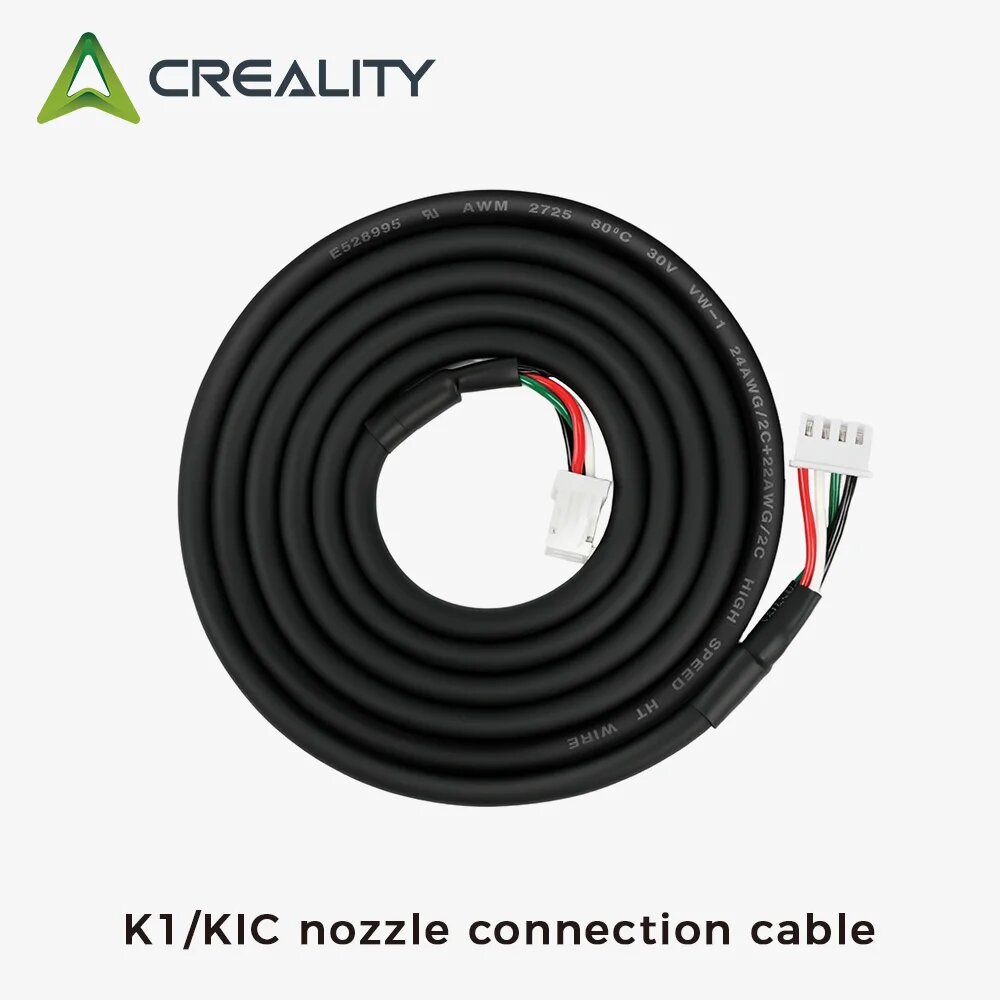 Кабель для подключения сопла принтера Creality K1/K1C, 4-контактный, цветной, кабель для защиты от перетягивания, 120 см, 1 шт, оригинальные запчасти для 3D-принтеров K1/K1C