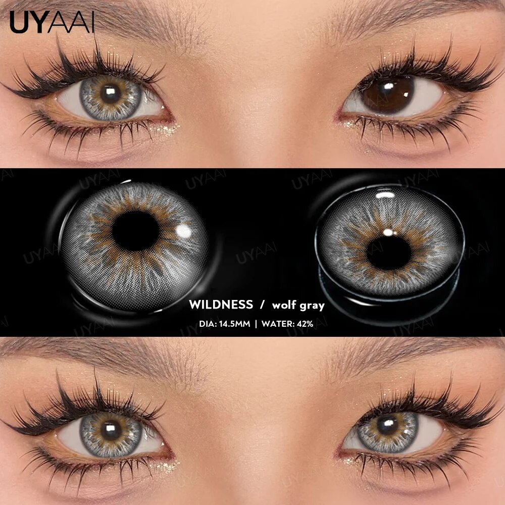 Цветные контактные линзы UYAAI серого цвета Wolf Gray