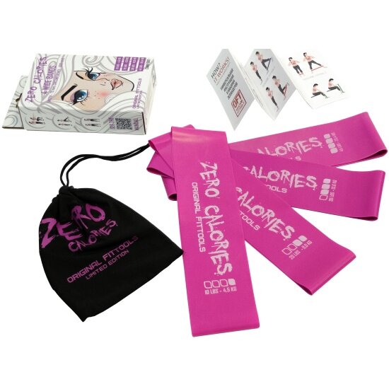 Набор Original Fit.tools FitTools из 4 широких эспандеров ZERO CALORIES (сопротивление от 4.5 до 20,4 кг)