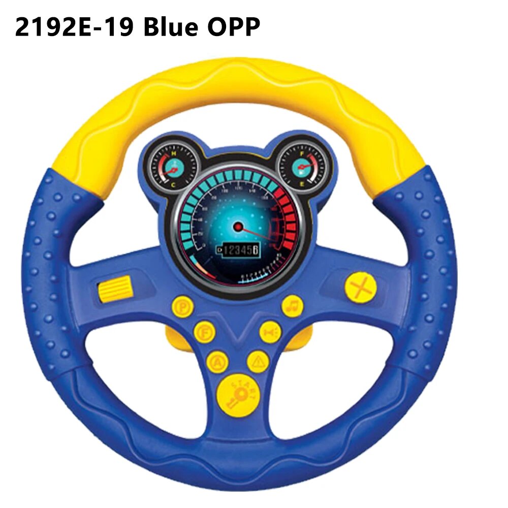 Электрический имитационный руль, игрушка со светом и звуком, обучающий детский Синий, 2192E-19 Blue