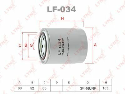 LYNXauto Фильтр топливный HCV опель монтерей б / OPEL MONTEREY B (M98) 1998-1999 3.0 LF034