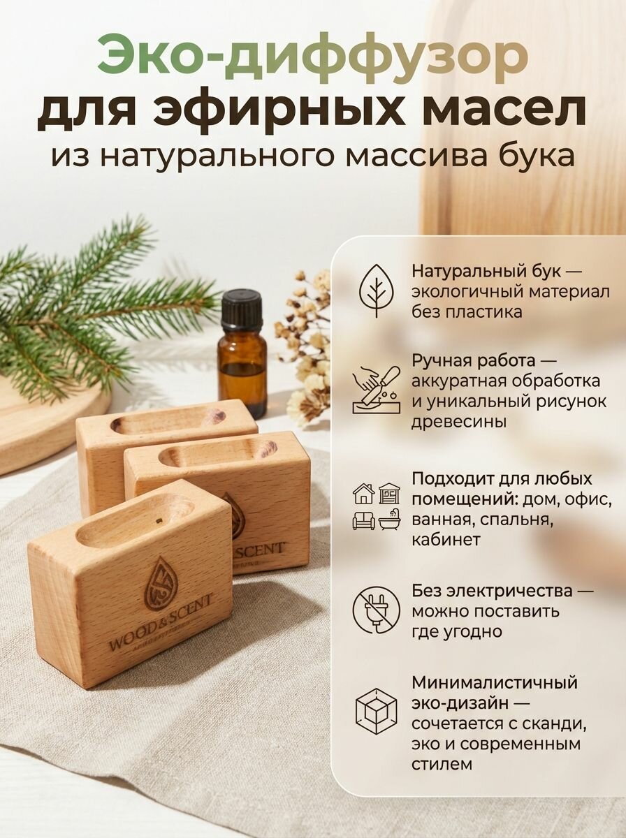 Эко-диффузор для эфирных масел из натурального массива бука