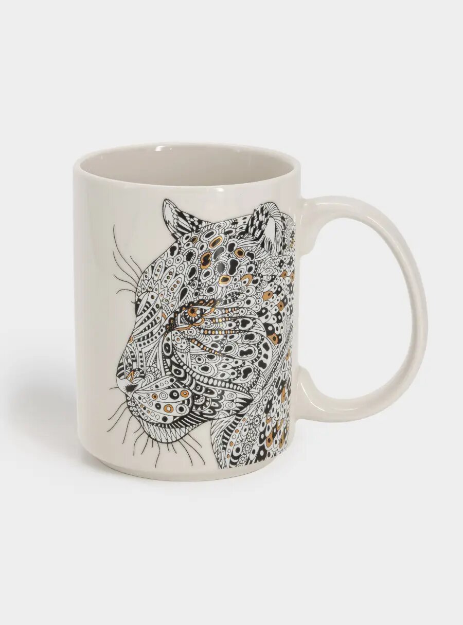Кружка, 500 мл, фарфор N, белая, Леопард, Wild