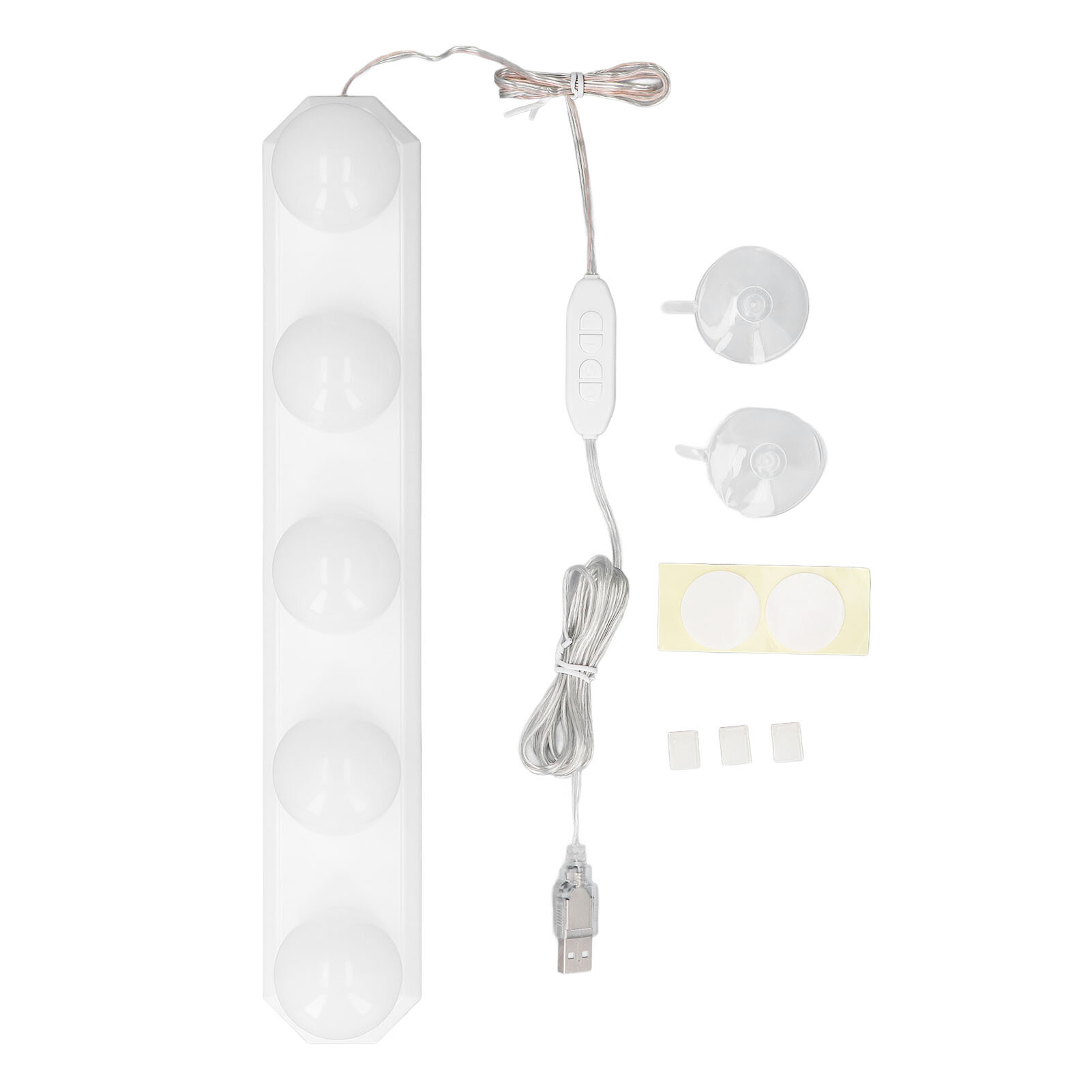 Светодиодные светильники для зеркала, 5 лампочек, 3 цвета, 10 уровней регулировки яркости, USB-кабель, зеркальные светильники, наклеиваемые на туалетный столик, в примерочную