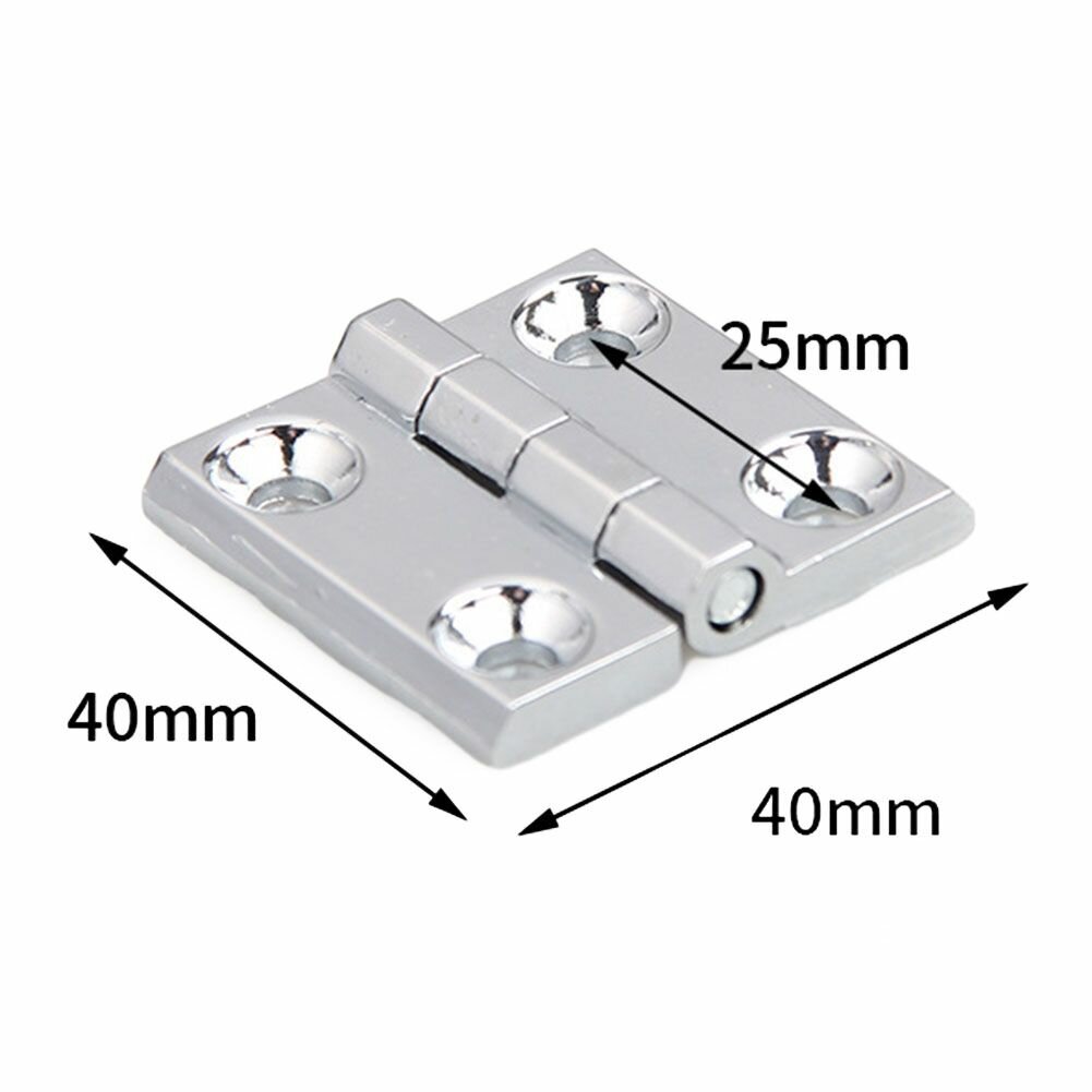 Петля мебельная для шкафов и ящиков, цинковый сплав серебристая 40x40/50x50/60x60 мм, универсальный крепёж 1 шт.