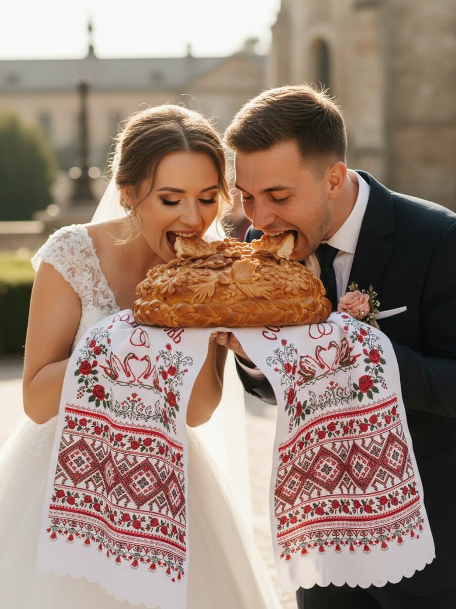 Красивый рушник под каравай "Совет да любовь" в красном цвете/ рушник венчальный