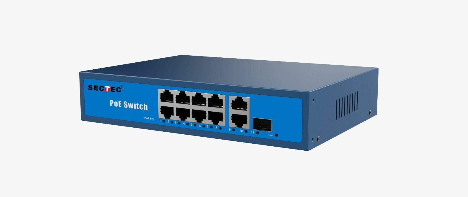 Коммутатор гигабитный 8 портов PoE, 2 ethernet и 1 SFP SECTEC PLC821GPOE