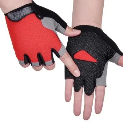 Велосипедные перчатки с половиной пальца Red A, XL, красные