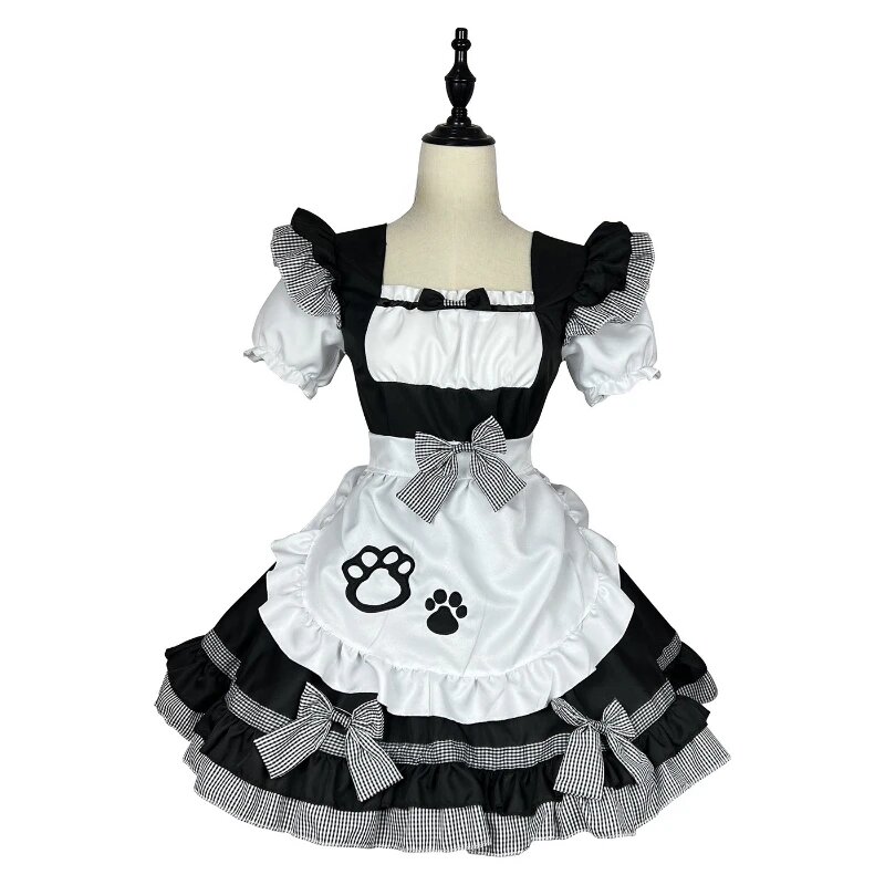 Косплей костюм горничной милая кошка полиэстер Черный, S, black