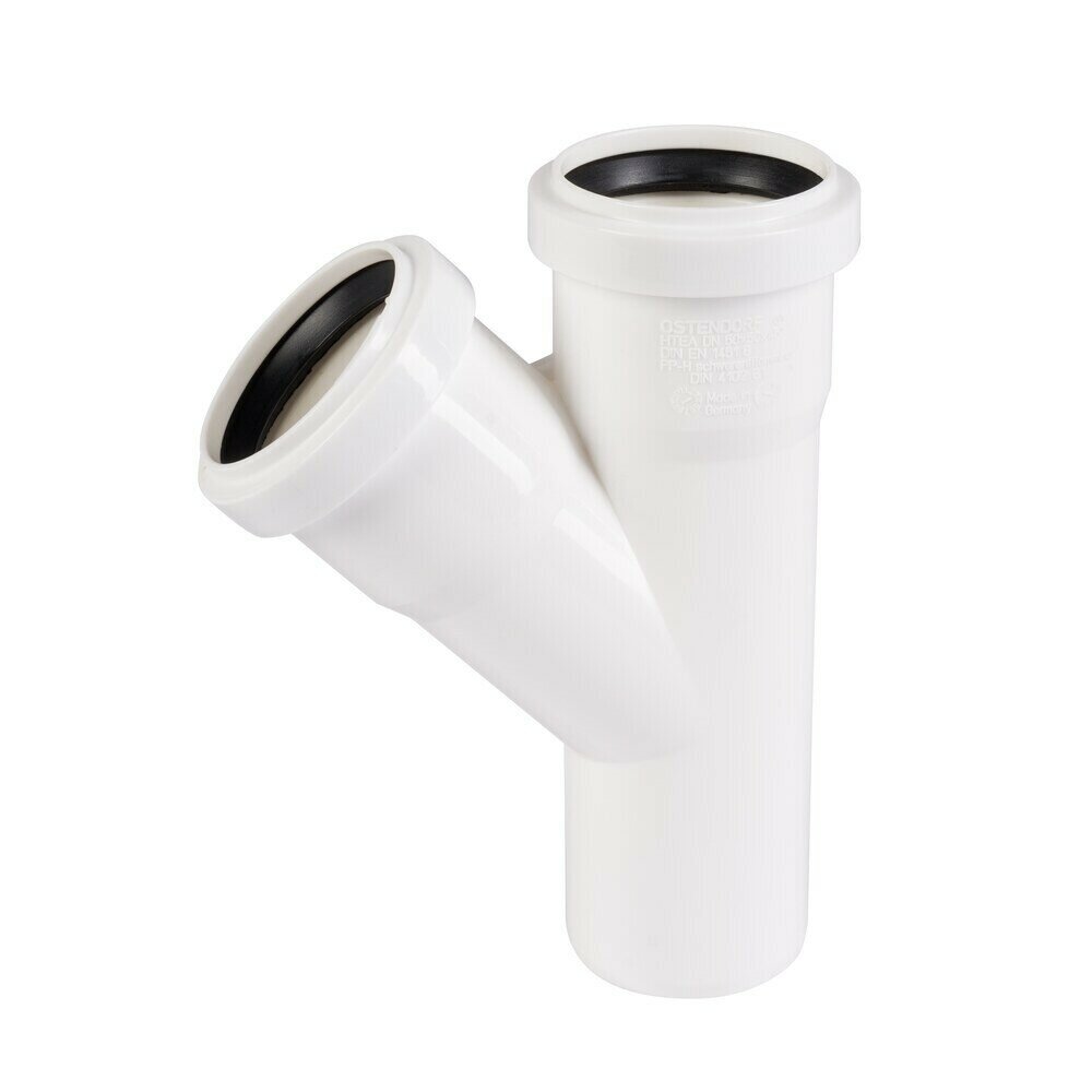 Тройник Ostendorf HTEA d50 мм 45° пластиковый белый для внутренней канализации