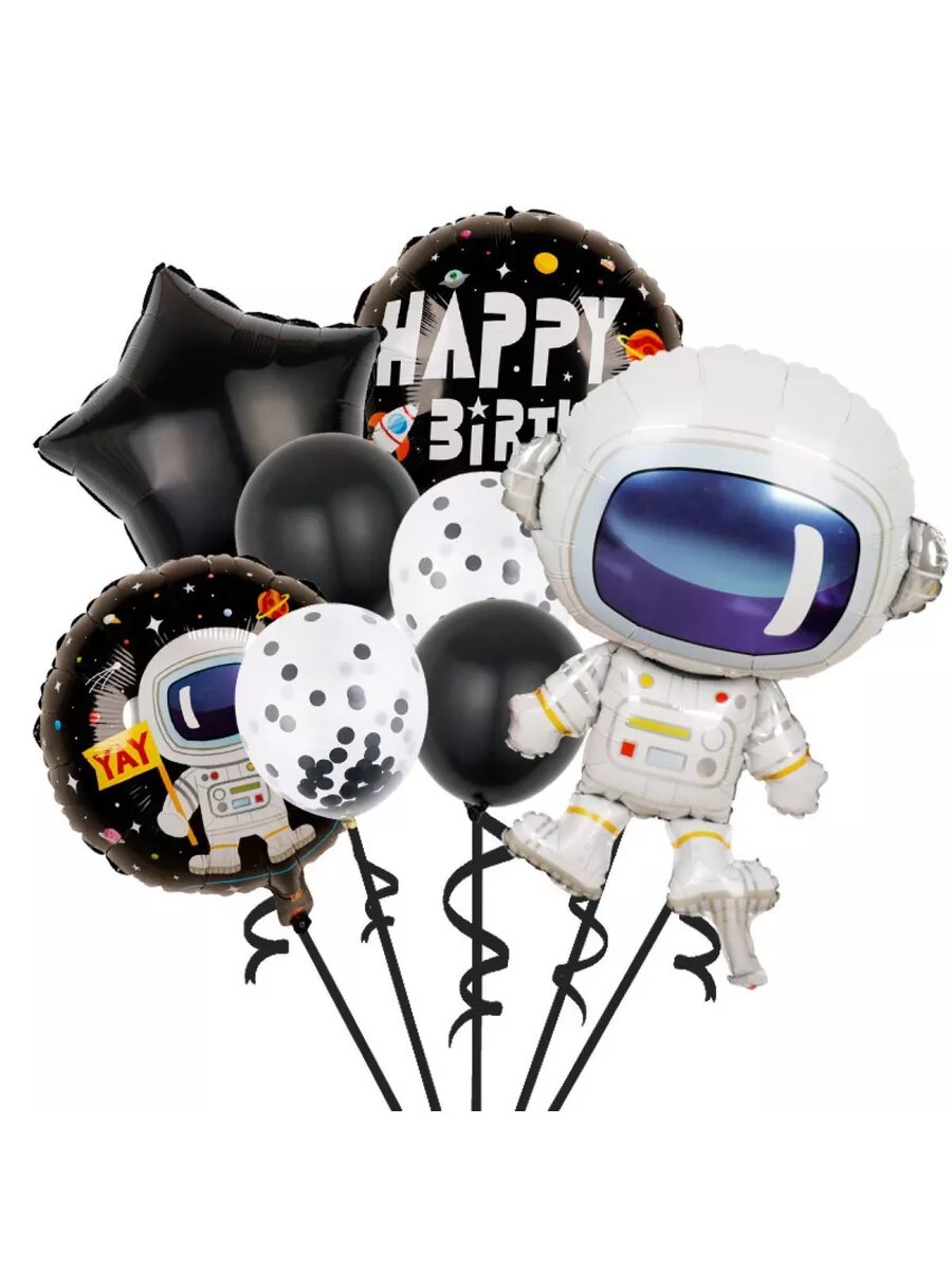 Набор воздушных шаров "Космос", разноцветный, латекс, фольга, 8 шт.