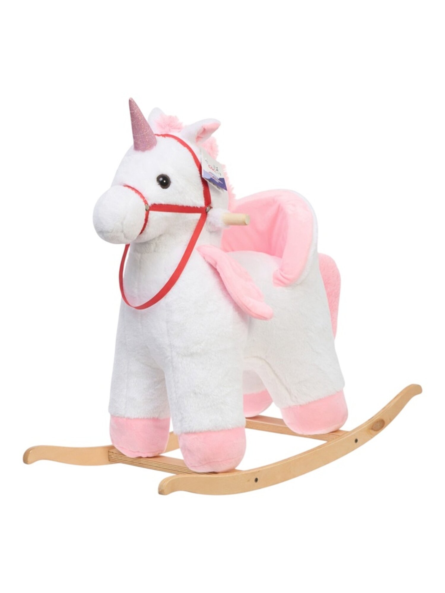 Качалка "Единорог", со спинкой, цвет белый