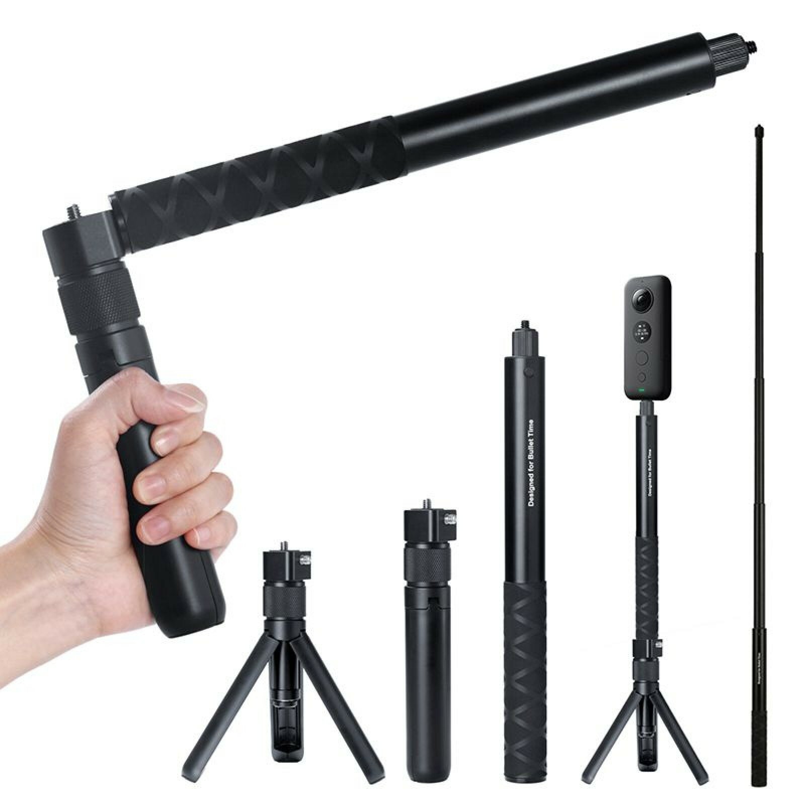 Селфи-палка MyPads для Insta360 X3 с невидимой палкой и штативом, алюминий, компактная