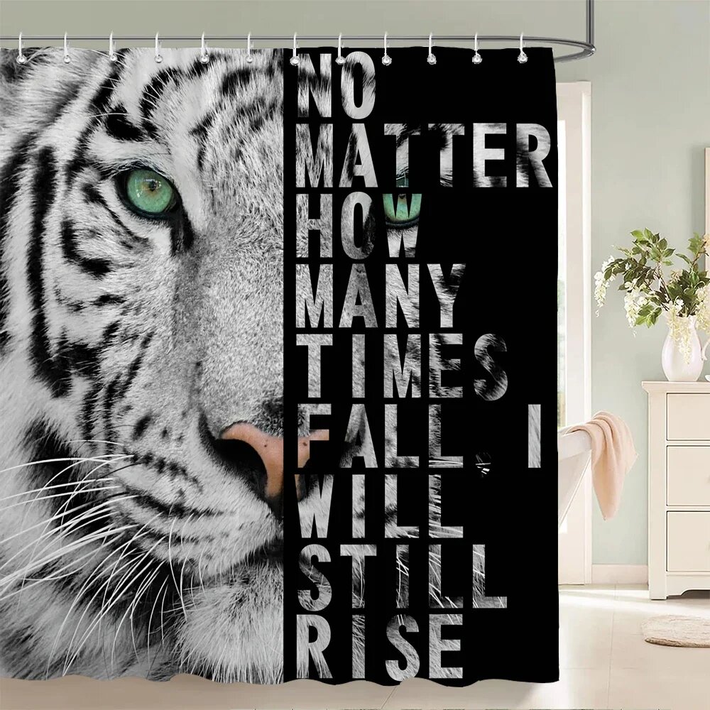 Черная душевая шторка с принтом животные, полиэстер W90xH180cm, DX8147