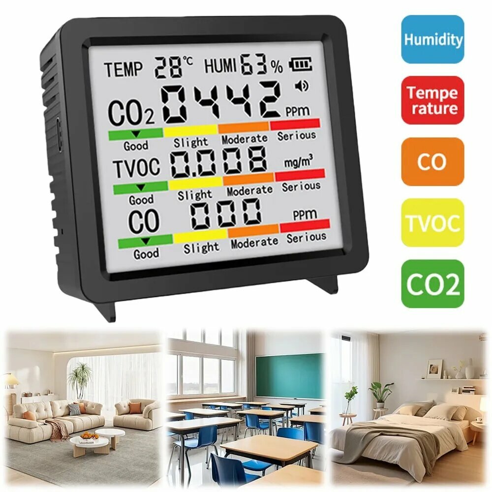 Умный анализатор качества воздуха MT66 для измерения CO, CO , TVOC, температуры и влажности
