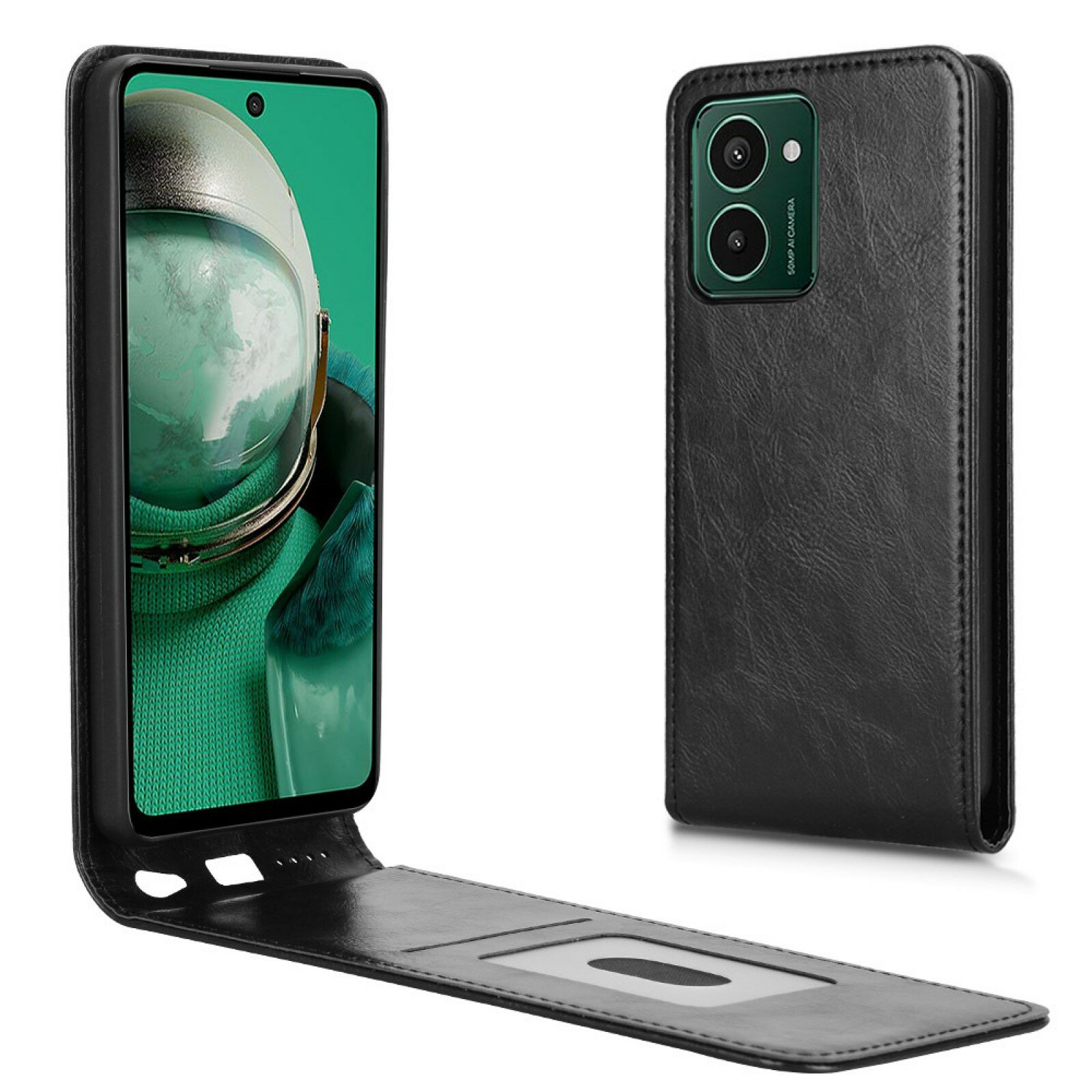 Чехол-флип MyPads Prestige Verticale для HMD Pulse Pro с вертикальным откидным дизайном из эко-кожи, черный