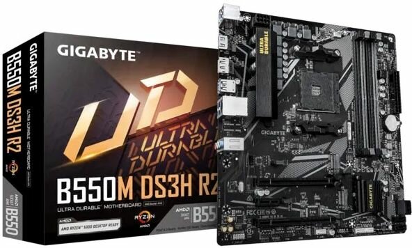 Материнская плата Gigabyte B550M DS3H AC R2, SocketAM4, AMD B550, mATX, Ret