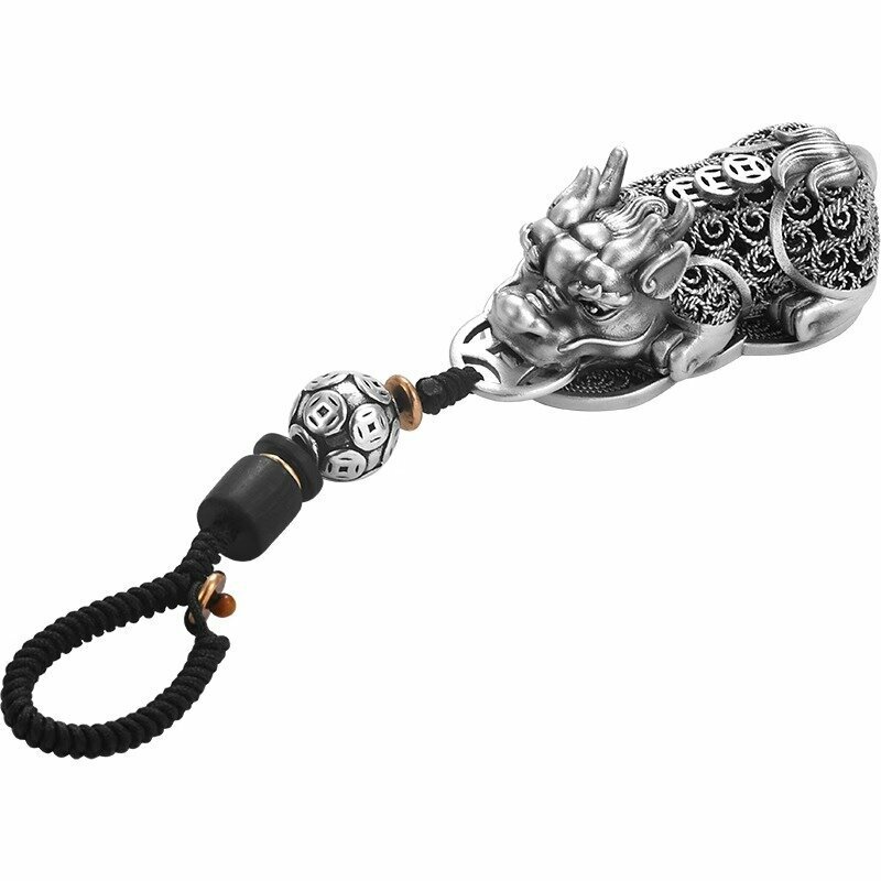 Брелок-подвеска для ключей от машины Pixiu для мужчин и женщин, персонализированный и креативный брелок премиум-класса, серебряное украшение для автомобиля.