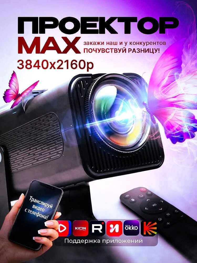 Проектор для фильмов Full HD 4K 2026 Новинка, Wi-fi, Bluetouth, HDMI