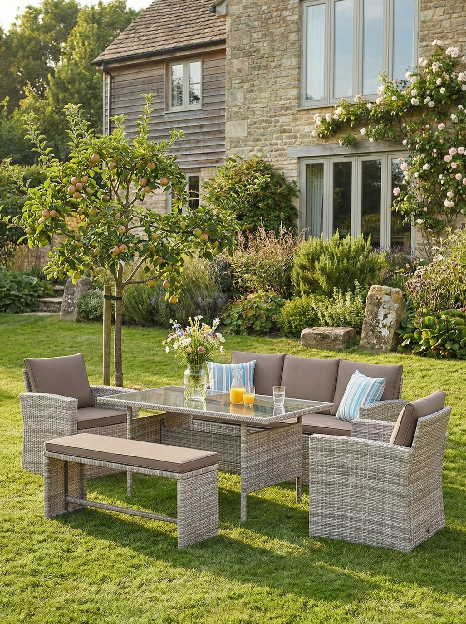 Комплект из искусственного ротанга Римини классик-7 (Rimini classic-7), серый