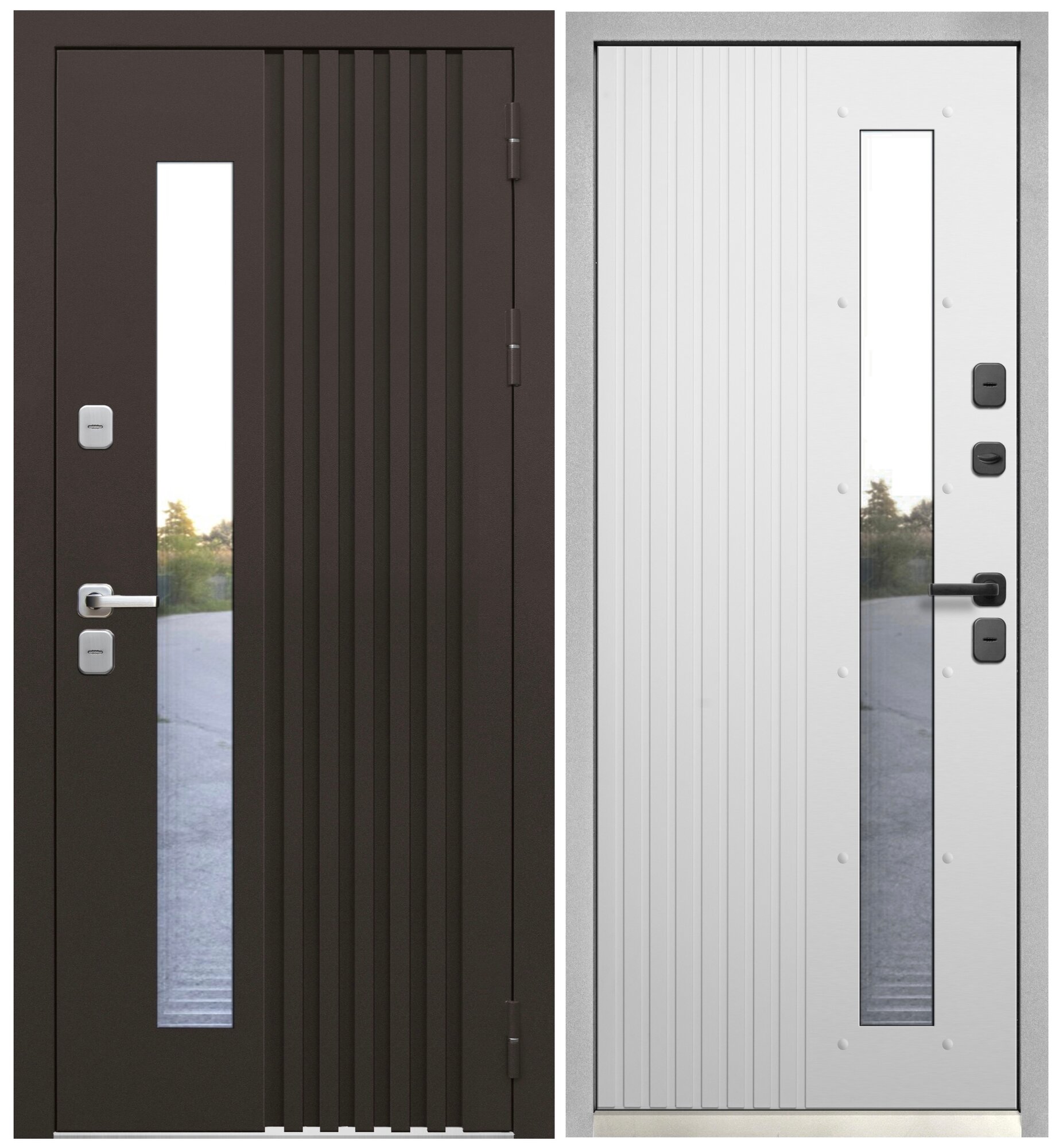 Входная дверь с Терморазрывом Luxor Termo рейка стеклопакет 8019 KALE (960мм) правая