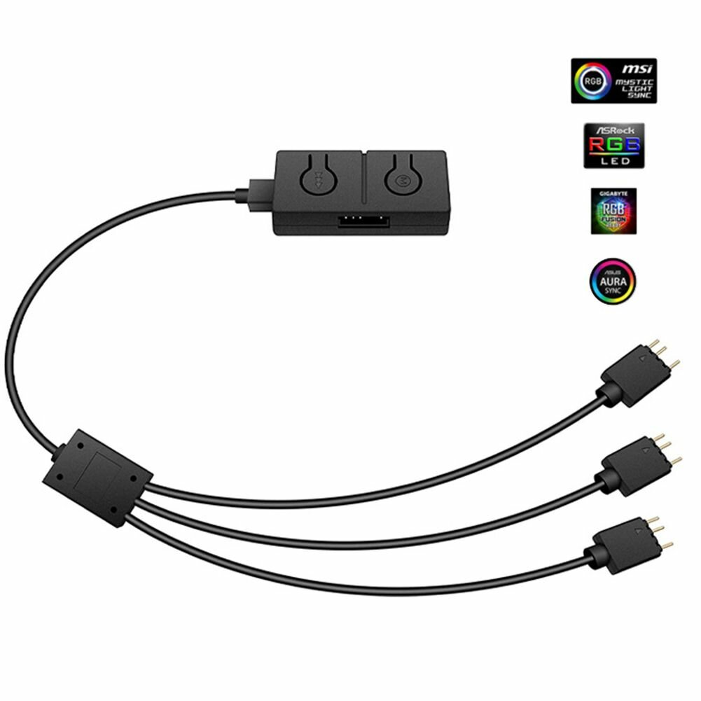 Преобразователь 3pin в 4pin ARGB Light Fan Converter со встроенным 3-полосным разветвителем в режиме 50 цветов