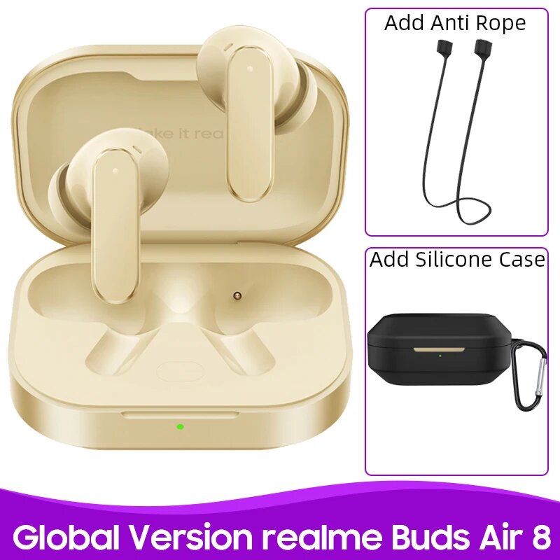 Realme Buds Air 8 с шумоподавлением MasterGoldnBlackCase