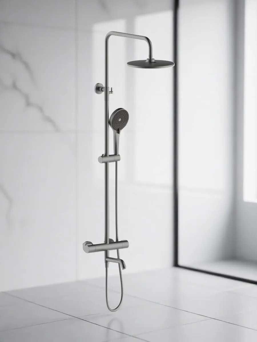 Душевая система с тропическим душем Vieir V103564-G графитовый цвет