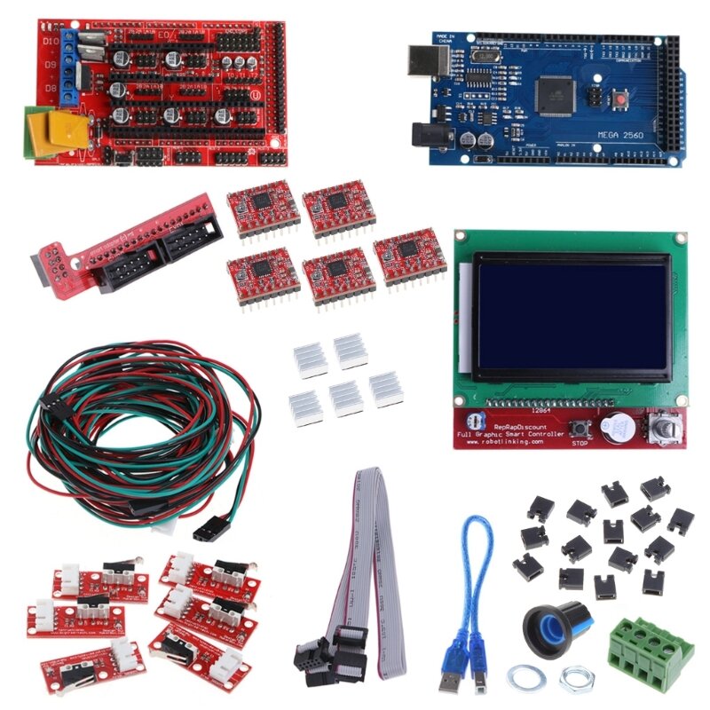 Комплект 3D-принтера с ЧПУ Mega 2560 R3 + контроллер RAMPS 1.4 + ЖК-дисплей 12864 + 5 A4988 Шаговый D