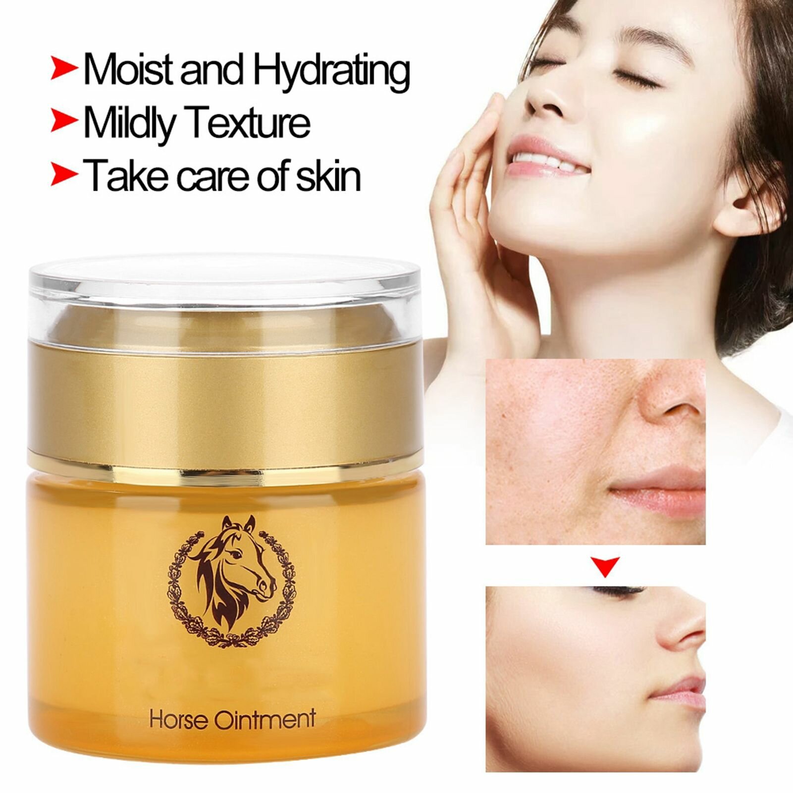 Крем для лица с лошадиным жиром, увлажняющий, anti-age, для всех типов кожи