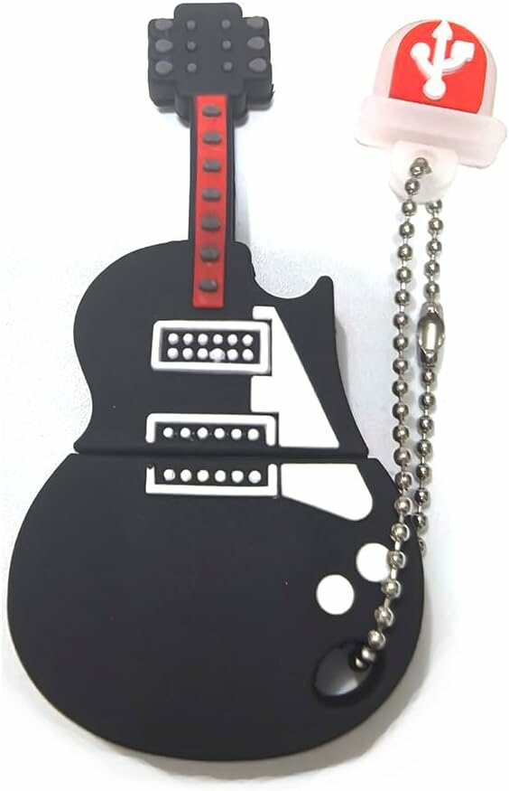 512 ГБ Забавная мультяшная гитарная USB-флешка Крутая ручка-флешка Новая флешка Мультяшная USB-память Музыкальная флешка Подарок-гитара для мужчин, детей, студентов USB 2.0