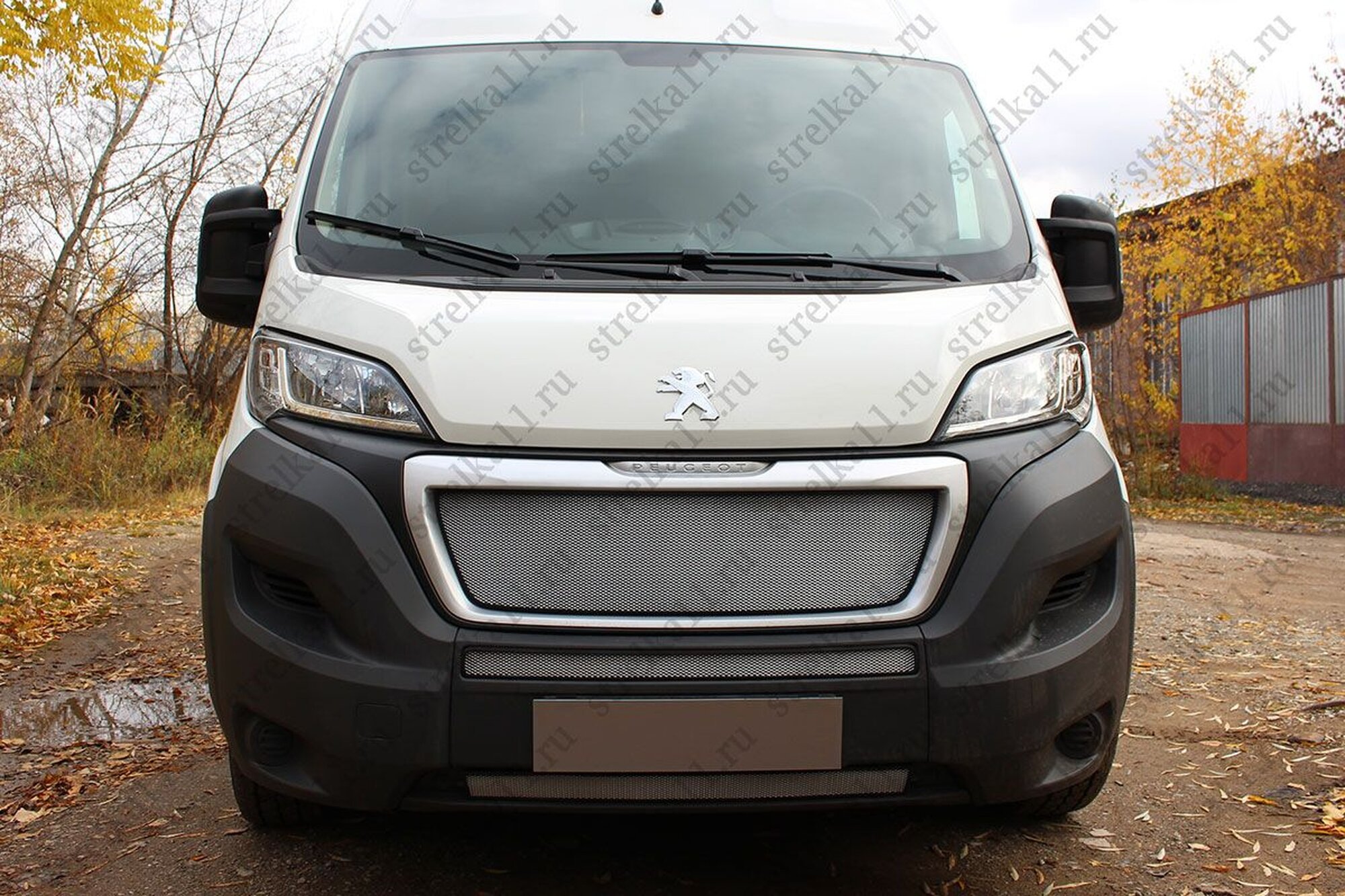 Защитная сетка радиатора с окантовкой и защелками для Peugeot Boxer II рестайлинг 2014-, 3шт, хром