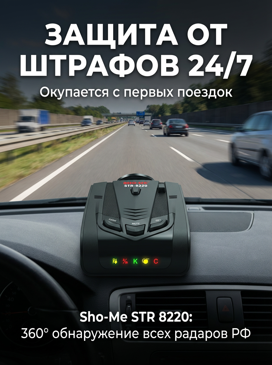Радар-детектор Sho-Me STR 8220, 360°, антирадар Стрелка, все диапазоны