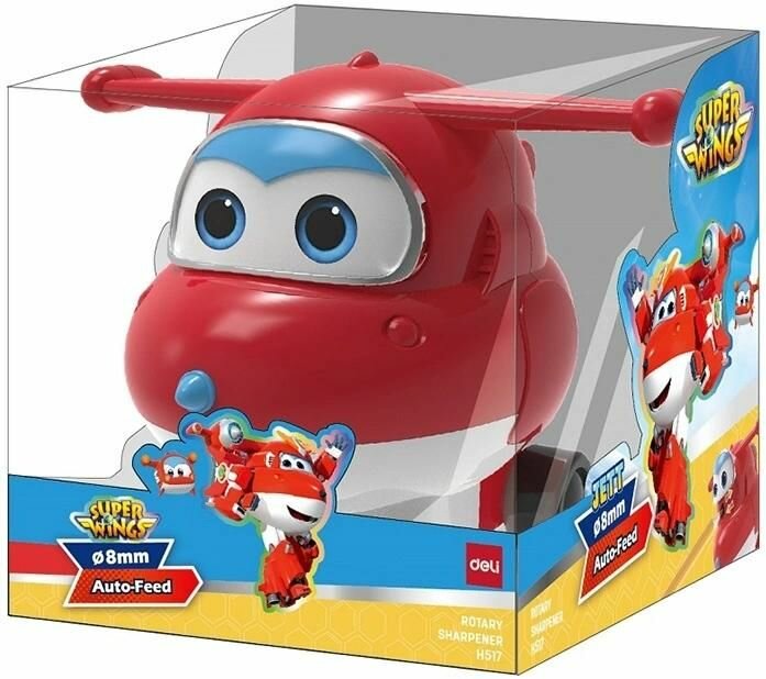 Точилка механическая Deli для карандашей Super Wings 1 отверстие пластик, цвет красный (EH517)