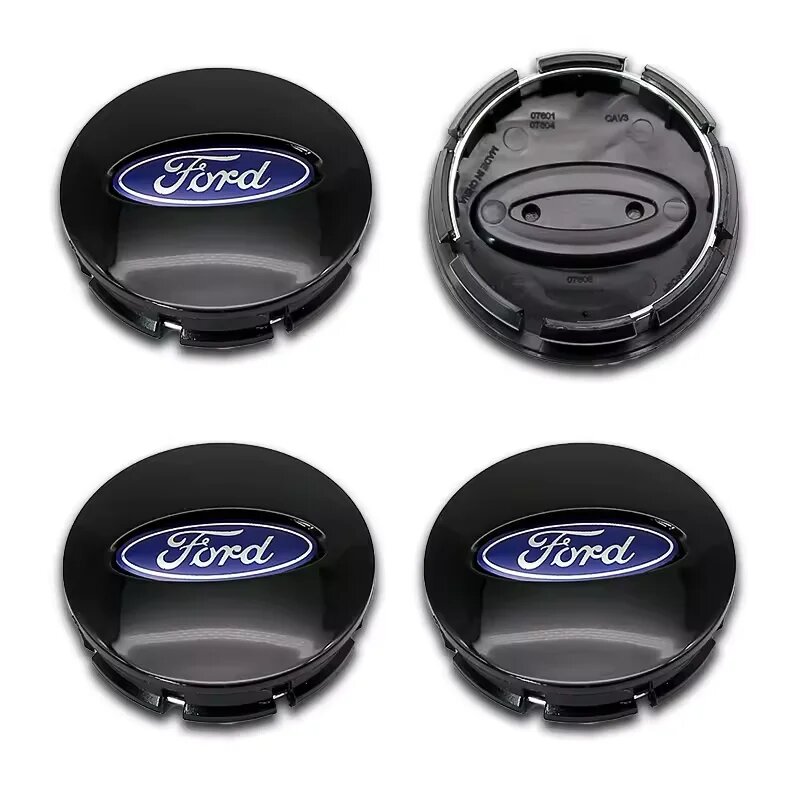 Комплект Из 4 Колпаков На Колесные Диски 65 Мм С Эмблемой Для Ford Fiesta, Explorer, black-4pcs