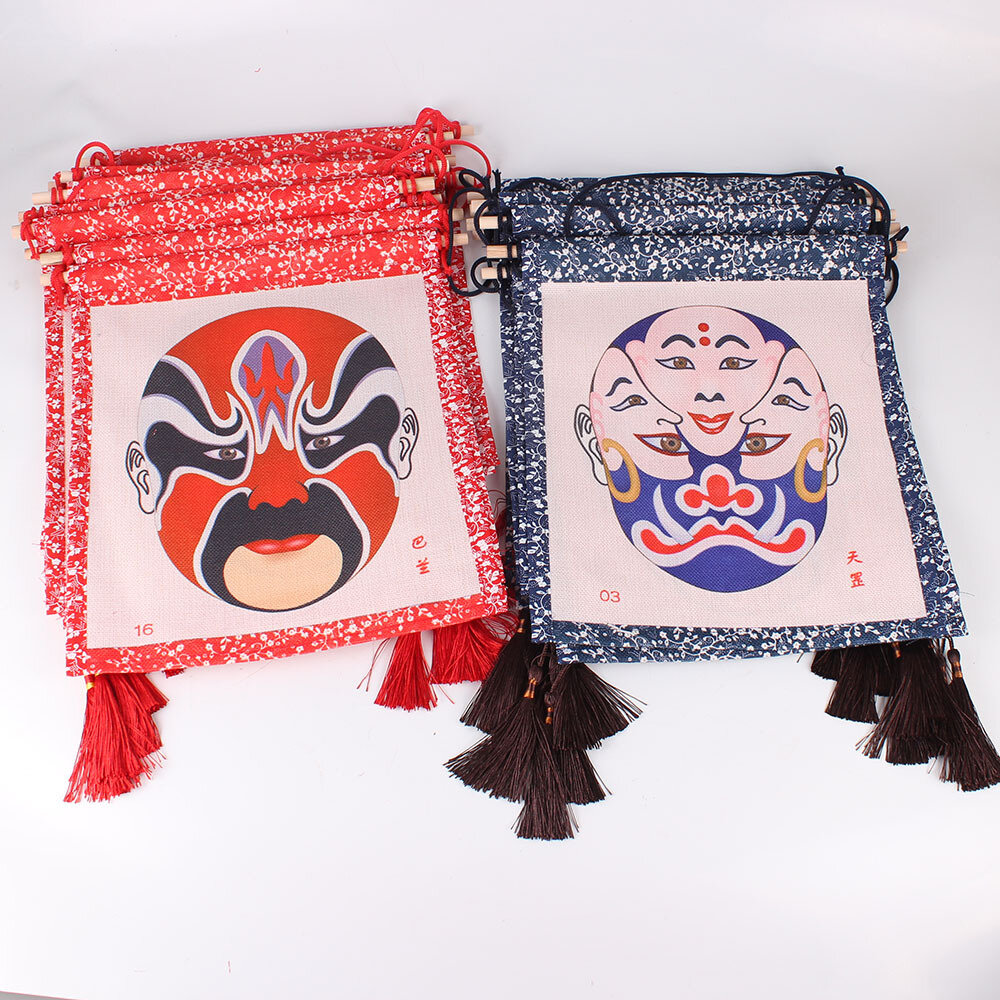 Подвесная декоративная маска из Пекинской оперы с красной каймой, случайный дизайн, готовая работа для детей,
