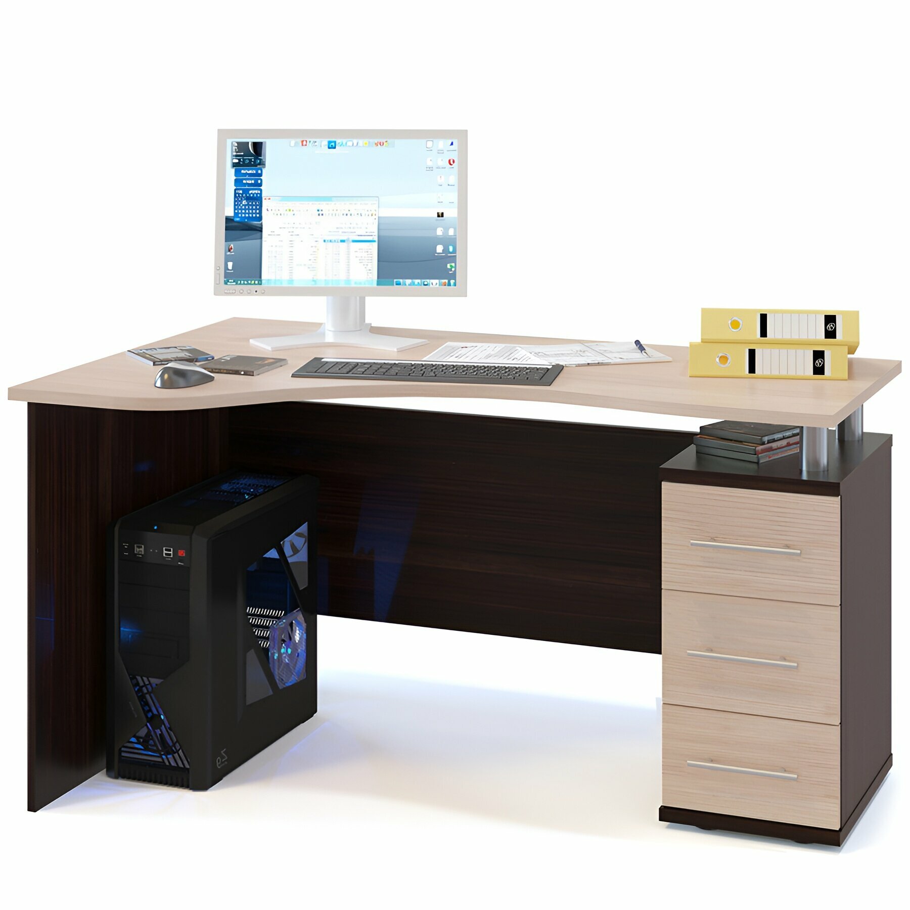 Стол компьютерный Шарм-Дизайн КСТ-1400 венге и вяз, с ящиками, 75х140х86 см