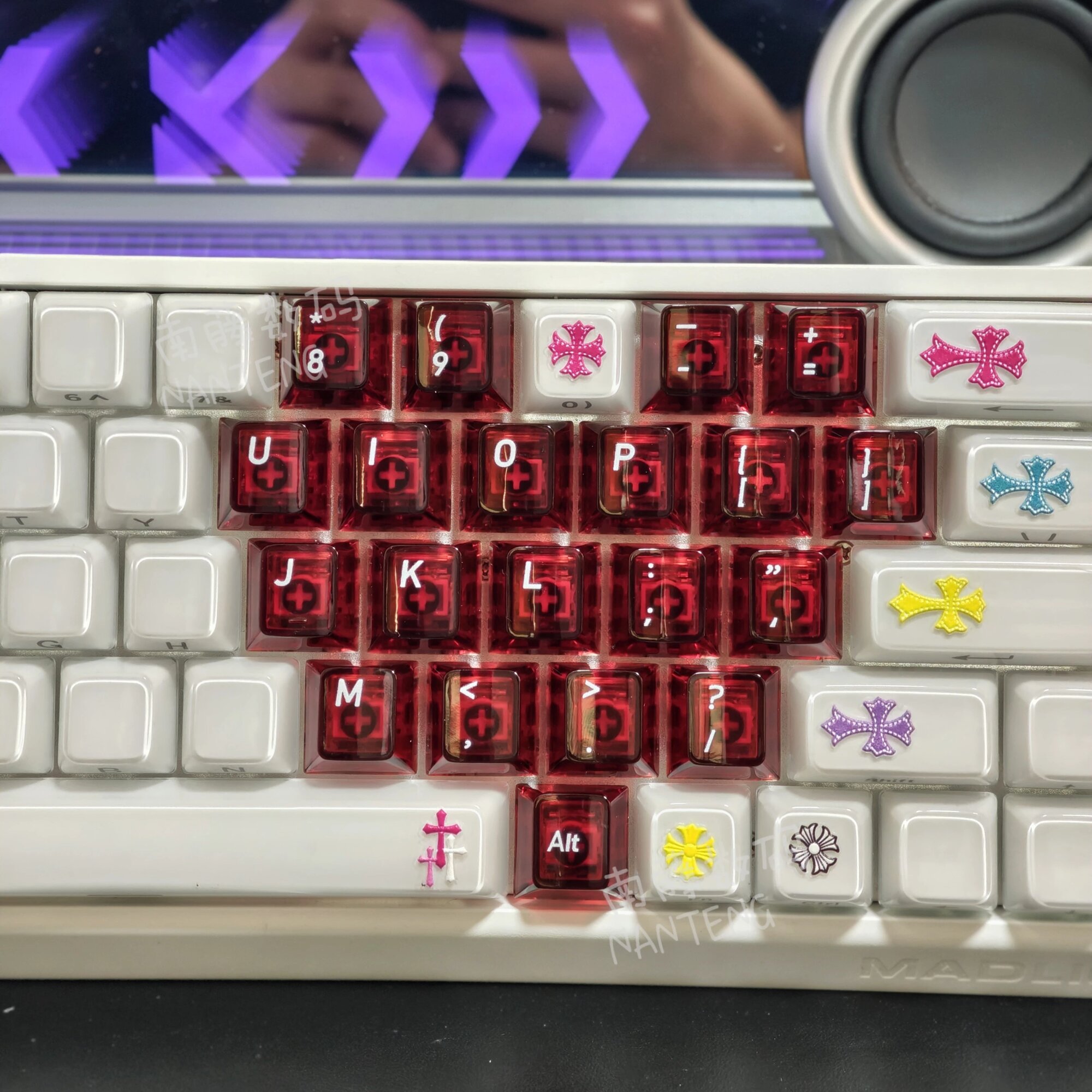 Прозрачные кейкапы с любовной тематикой, с буквами, черно-белая гравировка, оригинальная высота, магнитный