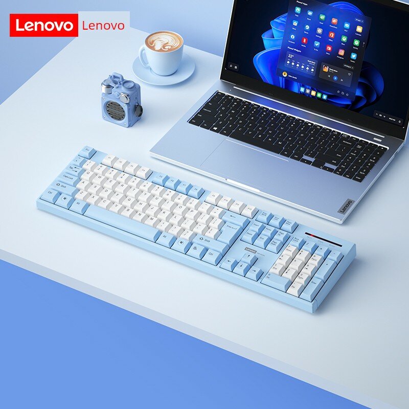 Беспроводной комплект клавиатуры и мыши Lenovo 2.4G, стильная и элегантная клавиатура для учебы и офисной работы,