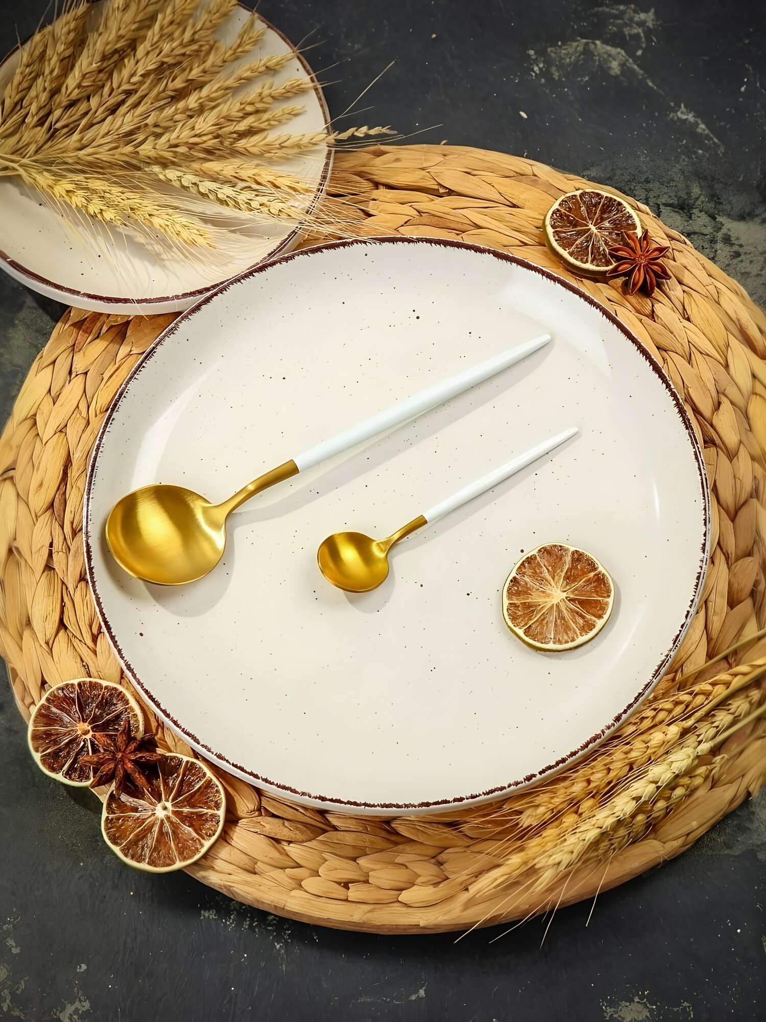 Тарелка обеденная Daniks White Fusion 26 см, керамическая круглая белая тарелка для сервировки стола и подачи блюд.